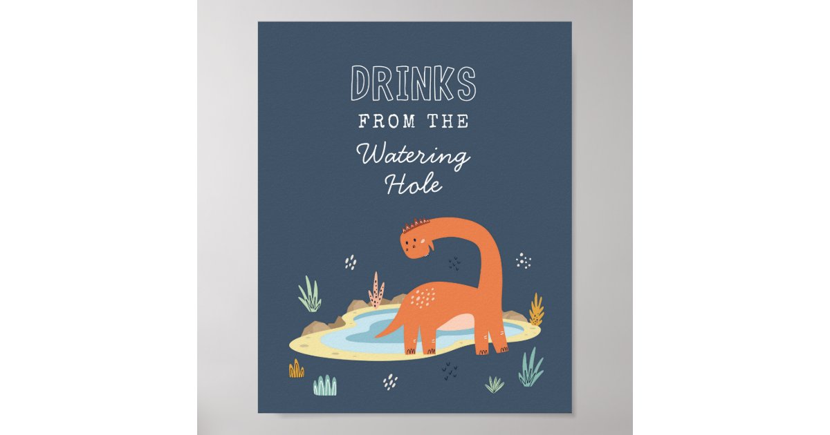 Cute Dinosaur Drink Sign | Zazzle