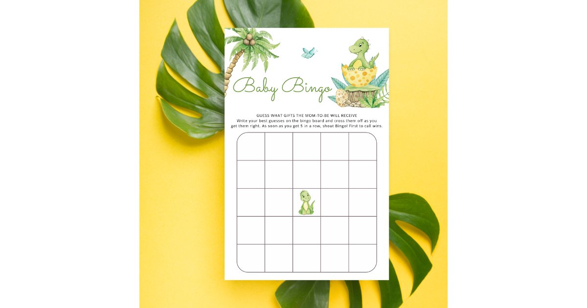 Cute Dinosaur Egg Baby Shower Bingo Game | Zazzle
