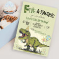 Cute Dinosaur Five-A-Saurus 5th Birthday Party Invitation | Zazzle