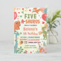 Cute Dinosaur Five-A-Saurus 5th Birthday Party Invitation | Zazzle