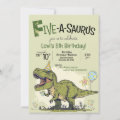 Cute Dinosaur Five-A-Saurus 5th Birthday Party Invitation | Zazzle