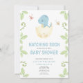 Cute Dinosaur Hatching Soon Blue Boy Baby Shower Invitation | Zazzle