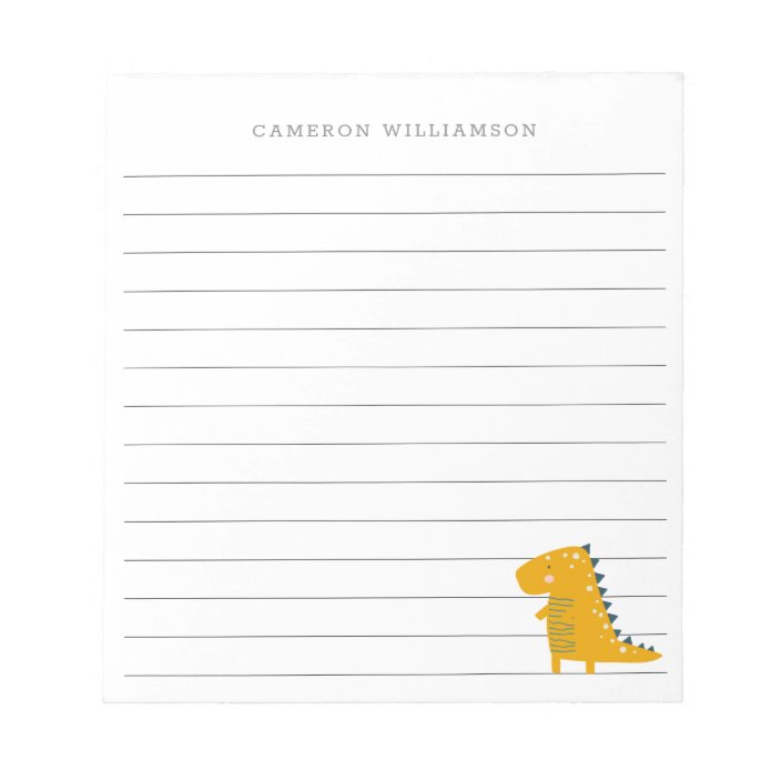 Cute Dinosaur in Yellow Personalized Stationery Notepad | Zazzle.com
