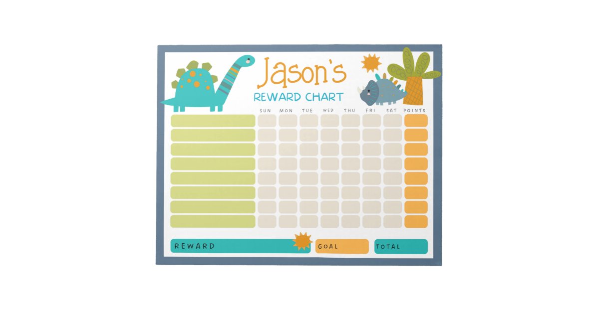 Cute Dinosaur Kids Reward Chart for Daily Routine Notepad | Zazzle