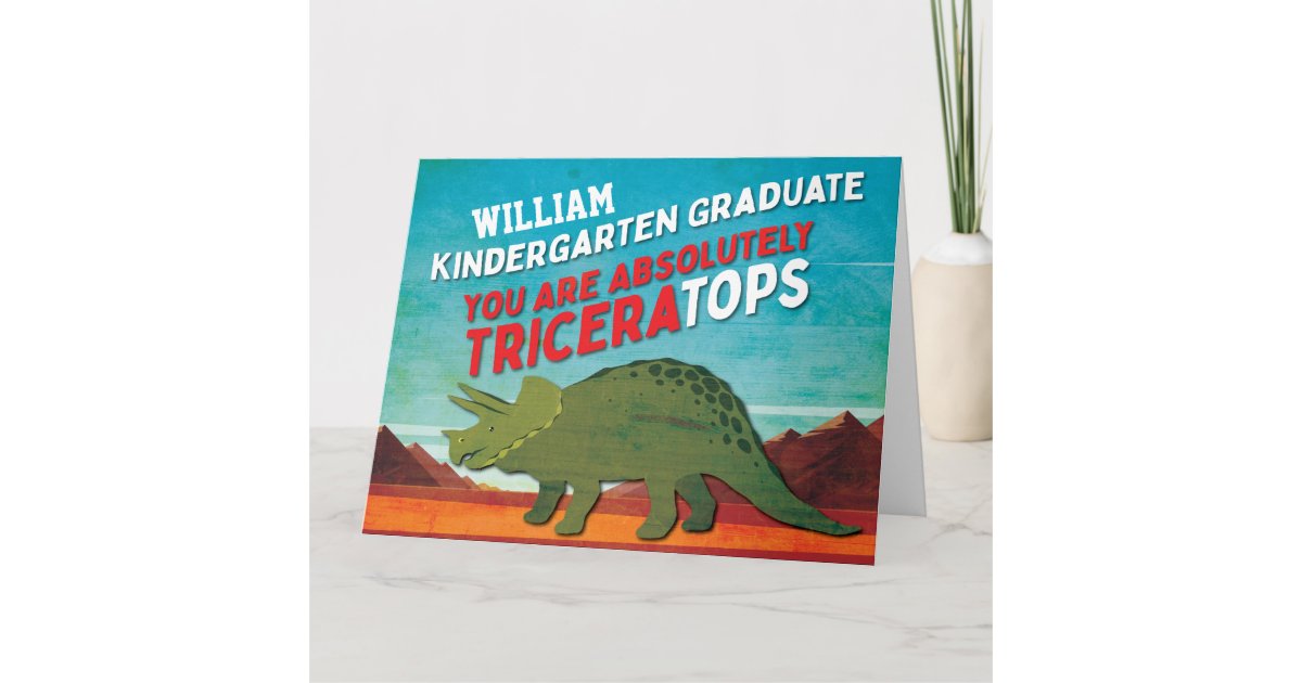 Cute Dinosaur Kindergarten Graduation Card | Zazzle