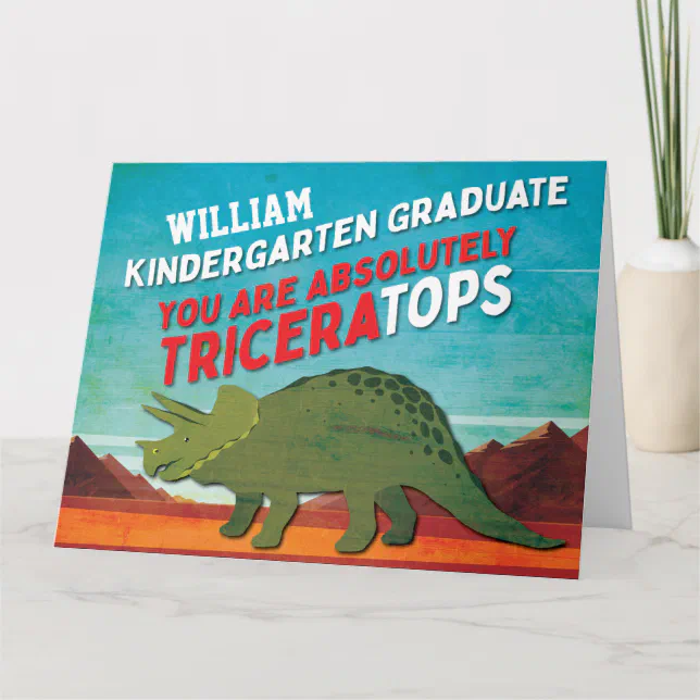 Cute Dinosaur Kindergarten Graduation Card | Zazzle