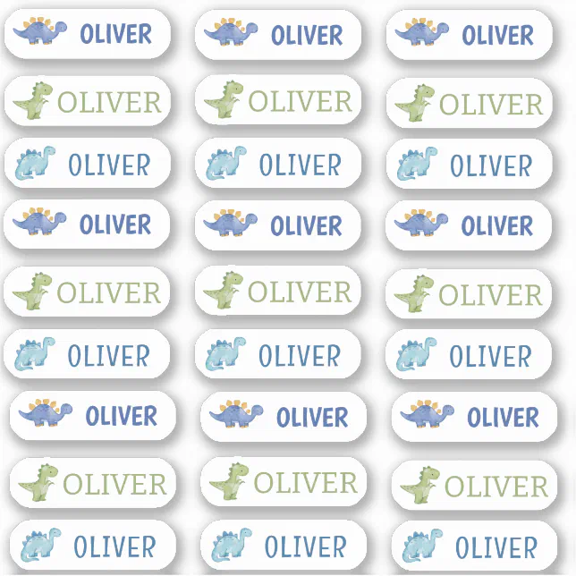 Cute Dinosaur Name Tags Back to School 27 labels | Zazzle