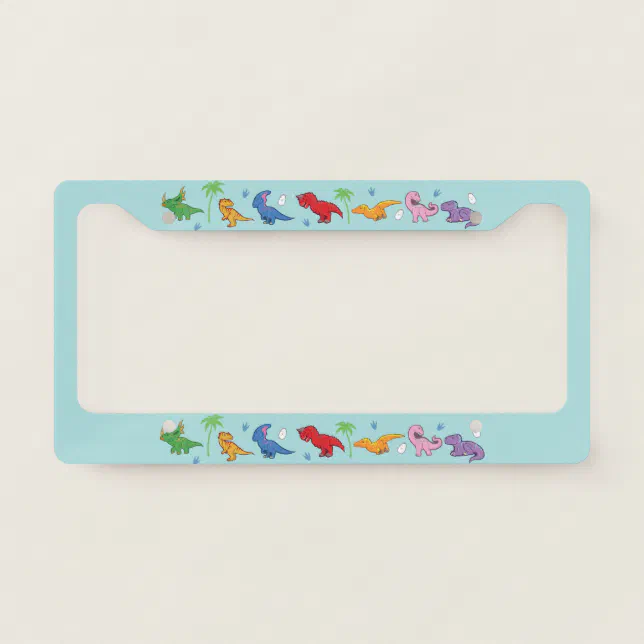 Cute Dinosaur Pattern License Plate Frame | Zazzle