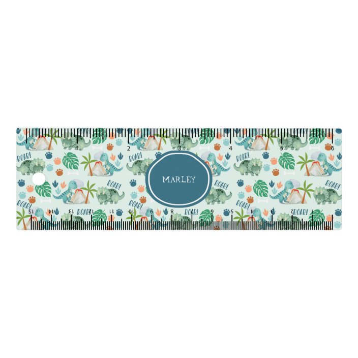 Cute Dinosaur Pattern T Rex Triceratops Kids Ruler | Zazzle.com