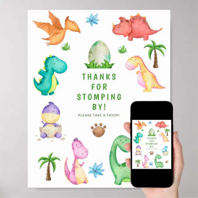 Cute Dinosaur Spinosaur Birthday Party Poster | Zazzle