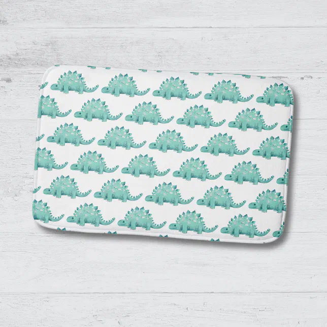 Cute Dinosaur Stegosaurus Kids Bath Mat | Zazzle