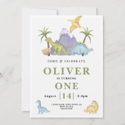 Cute Dinosaur Theme Birthday Invitation | Zazzle