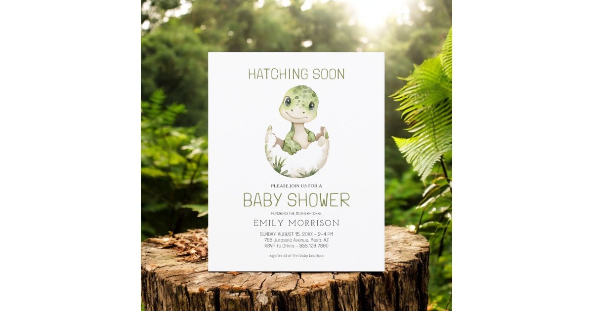 Cute Dinosaur Watercolor Hatching Soon Baby Shower | Zazzle