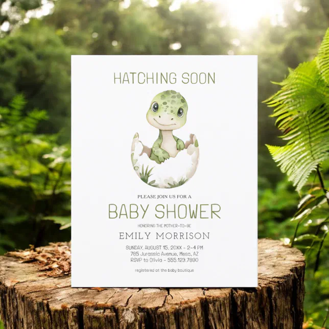 Cute Dinosaur Watercolor Hatching Soon Baby Shower | Zazzle