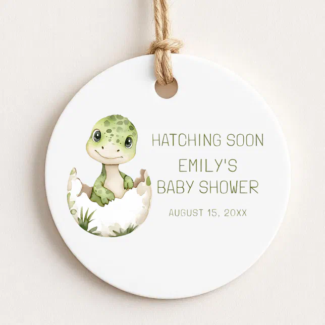Cute Dinosaur Watercolor Hatching Soon Baby Shower Favor Tags | Zazzle