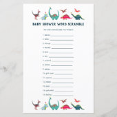 Cute Dinosaur Word Scramble Baby Shower Game | Zazzle