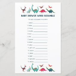 Cute Dinosaur Word Scramble Baby Shower Game | Zazzle