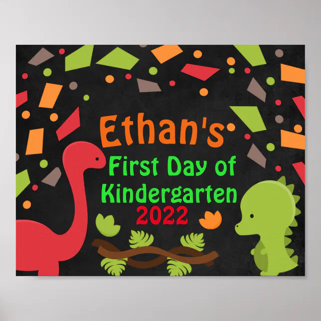 Cute Dinosaurs First Day of School Chalkboard Poster | Zazzle