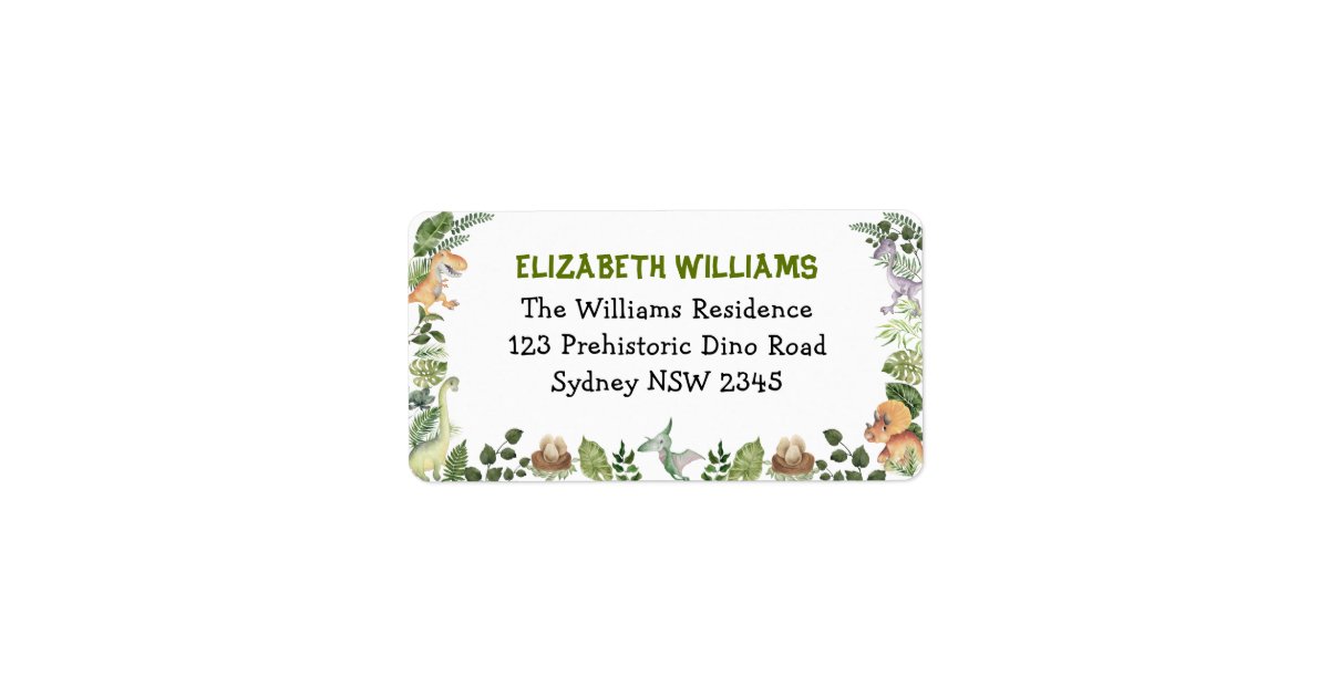 Cute Dinosaurs Jungle Greenery Return Address Label | Zazzle