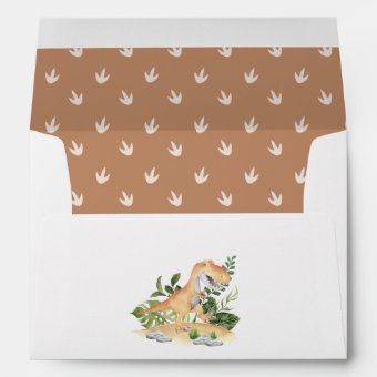 Cute Dinosaurs Tropical Greenery Return Address Envelope | Zazzle