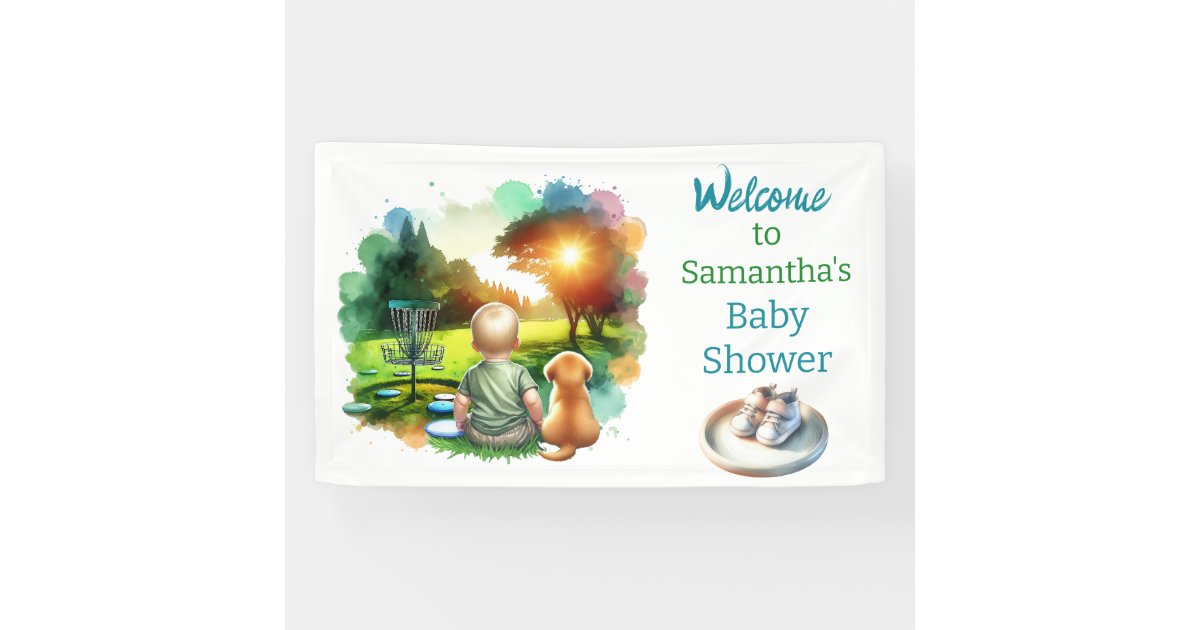 Cute Disc Golf Boy's Baby Shower Welcome Sign | Zazzle