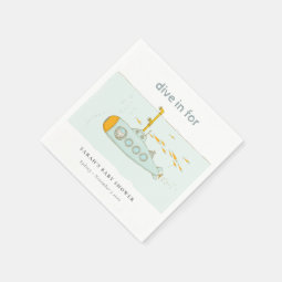 Cute Dive In Underwater Submarine Baby Shower Napkins | Zazzle