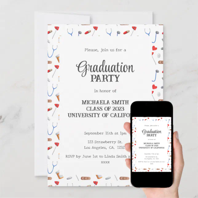 Cute Doctor Graduation Party Invitation | Zazzle