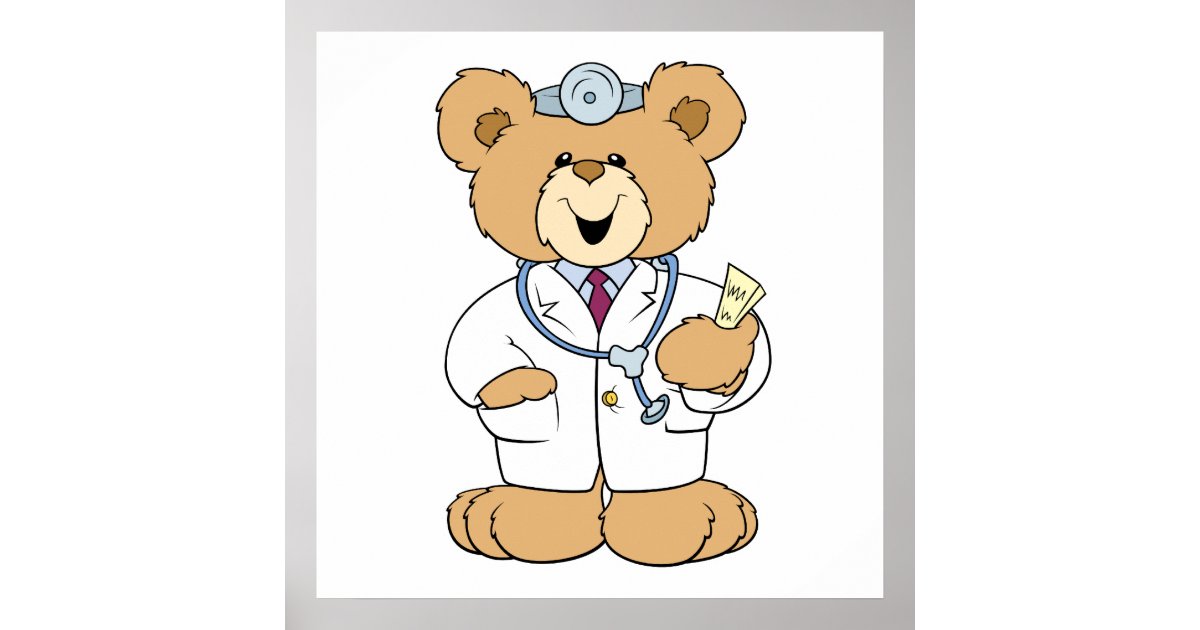 Cute Doctor Teddy Bear Poster | Zazzle