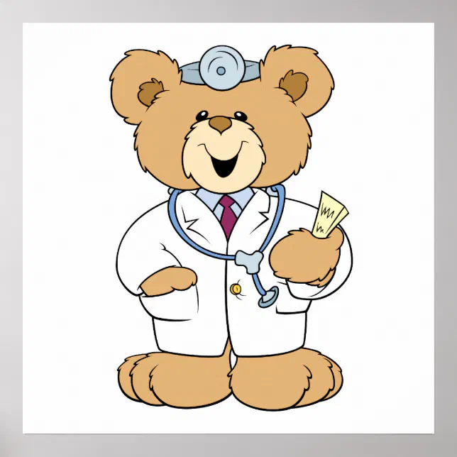 Cute Doctor Teddy Bear Poster | Zazzle