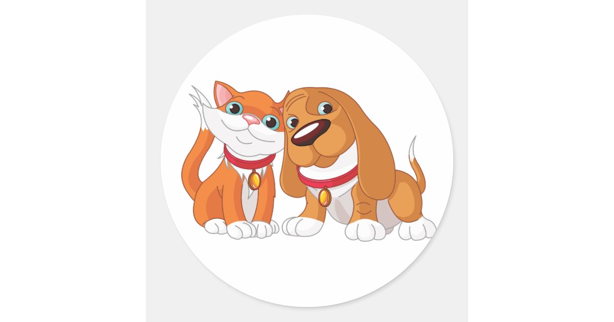 Cute Dog And Cat Stickers | Zazzle
