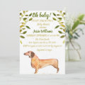 Cute Dog Dachshund Floral Green Weiner Baby Shower Invitation | Zazzle