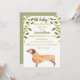 Cute Dog Dachshund Floral Green Weiner Baby Shower Invitation | Zazzle