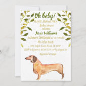 Cute Dog Dachshund Floral Green Weiner Baby Shower Invitation | Zazzle