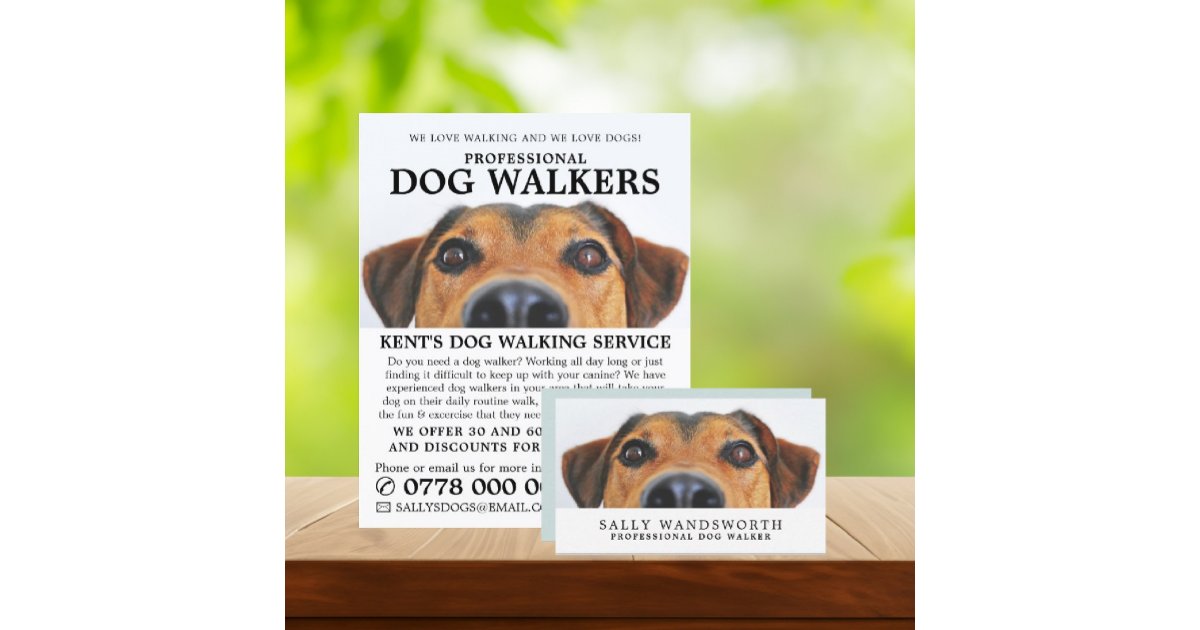 Cute Dog, Dog Walker Service Advertising Flyer | Zazzle