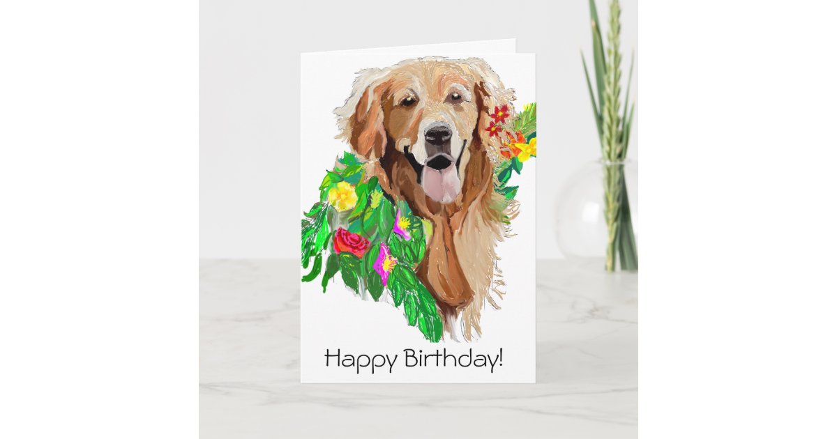 Cute Dog Dreamy Golden Retriever Card | Zazzle
