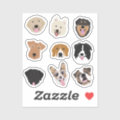Cute Dog Face Illustration Pattern Sticker | Zazzle
