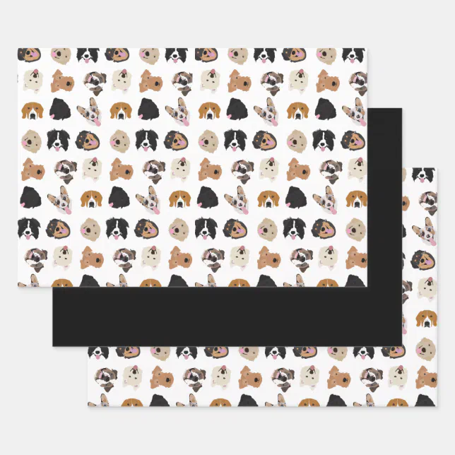 Cute Dog Face Illustration Pattern Wrapping Paper Sheets | Zazzle