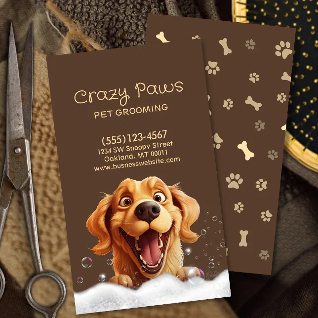 Cute Dog Grooming Pet Service Business Card | Zazzle
