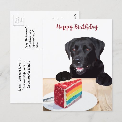 Cute Dog Happy Birthday - Black Labrador Retriever Postcard | Zazzle