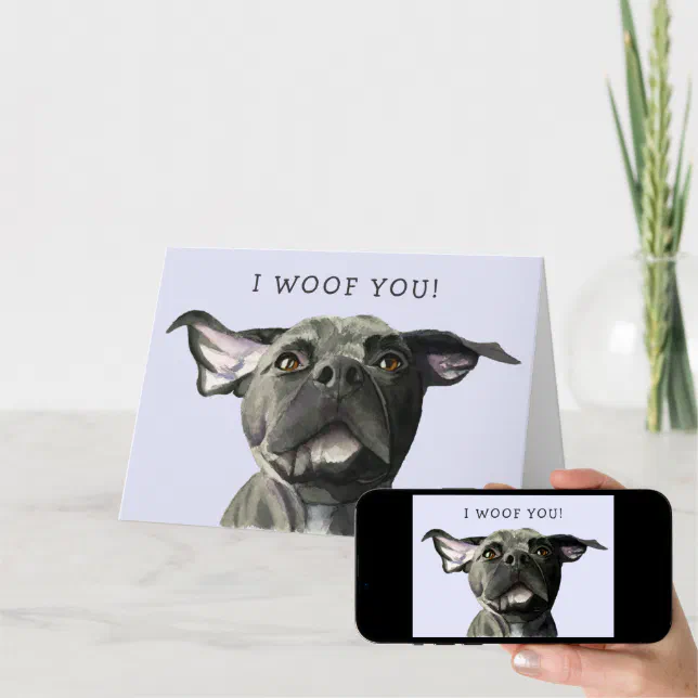 Cute Dog I woof you Valentines Day Card | Zazzle