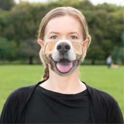Cute Dog Nose Tongue Adult Cloth Face Mask | Zazzle