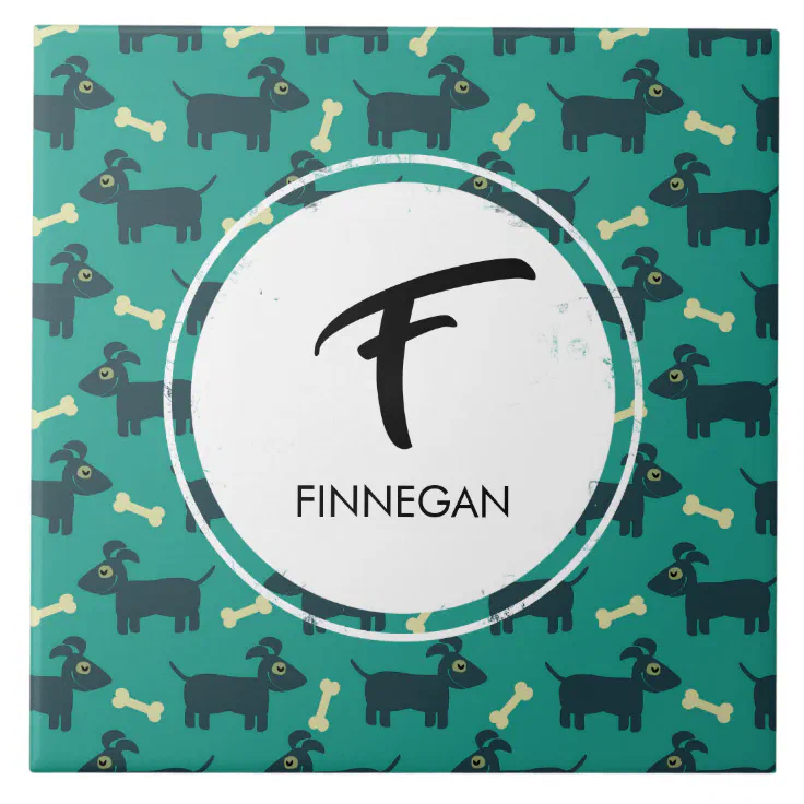 Cute Dog Pattern with Floppy Ears & Bone Custom Ceramic Tile | Zazzle