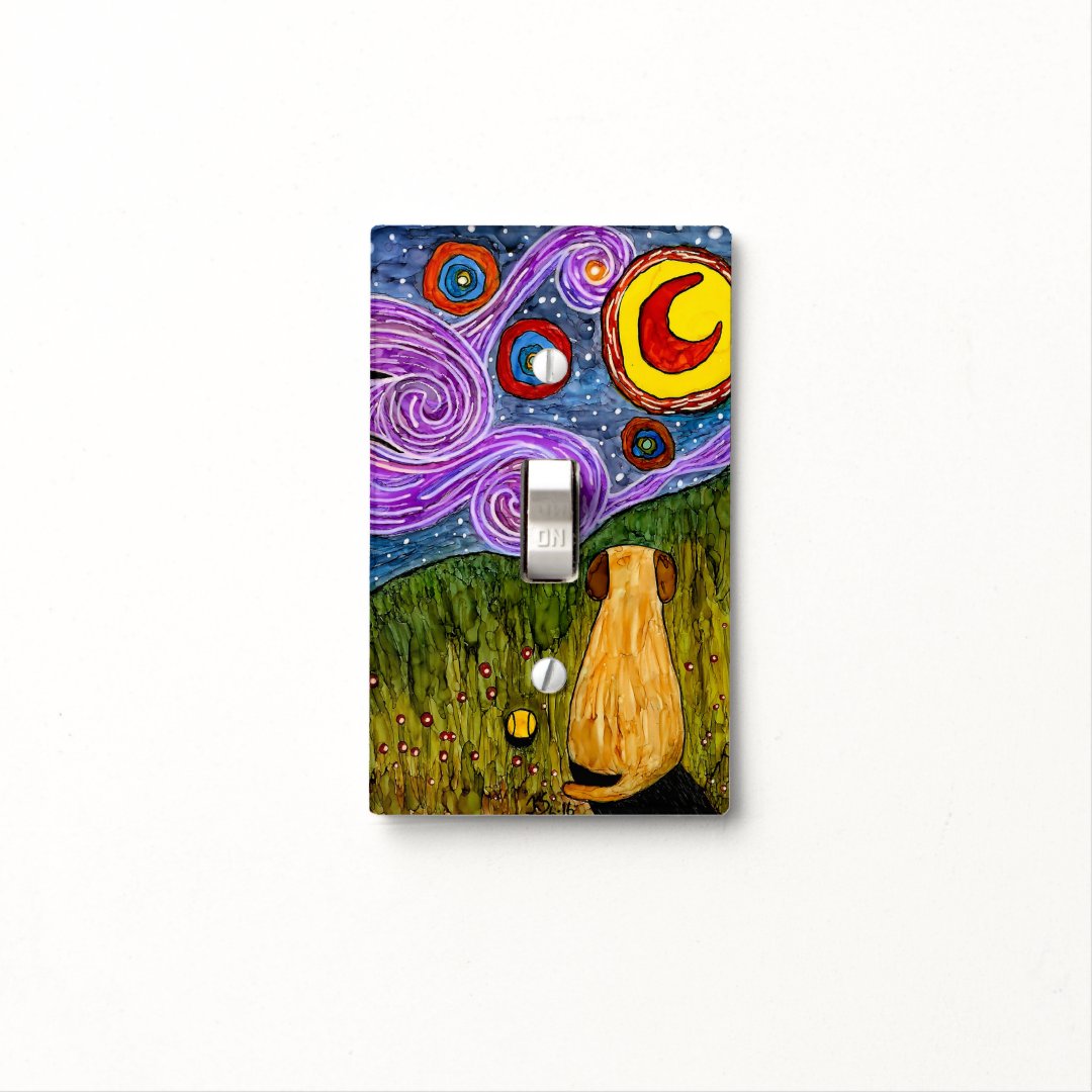 Cute Doggy Starry Night Light Switch Cover | Zazzle