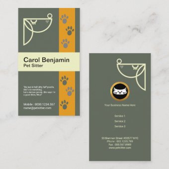 Cute Doggy Stylish Paw Prints Pathway Pet Sitter Business Card | Zazzle