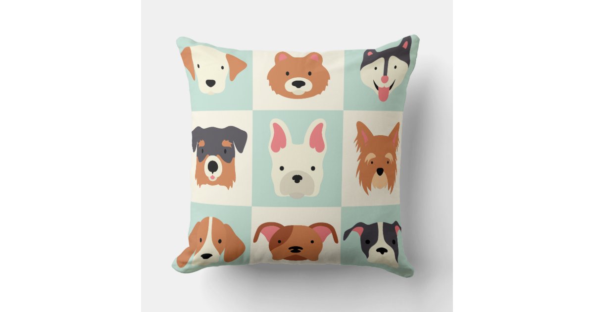 Cute dogs breed pattern throw pillow | Zazzle