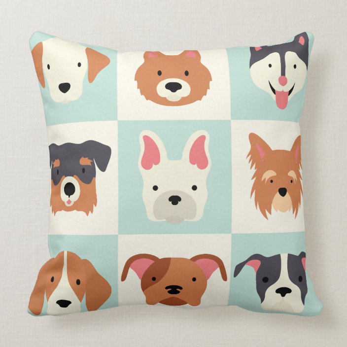 Cute dogs breed pattern throw pillow | Zazzle.com