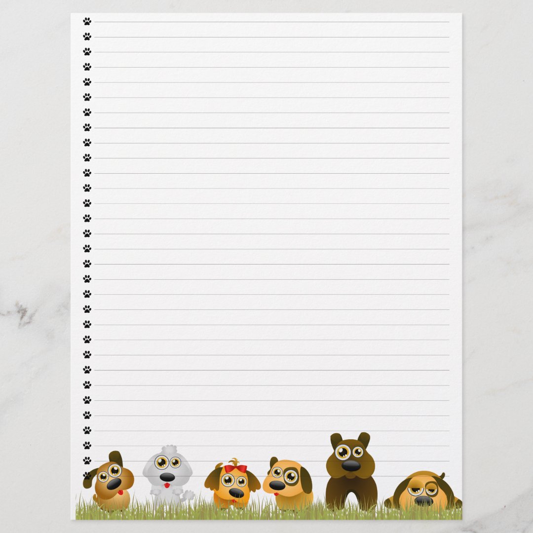 Cute Dogs Lined Letterhead | Zazzle