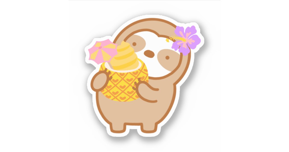 Cute Dole Whip Pineapple Soft Serve Sloth Sticker | Zazzle