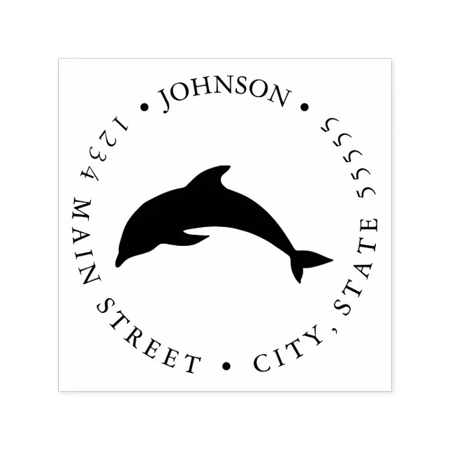 Cute Dolphin Illustration Return Label Self-inking Stamp | Zazzle