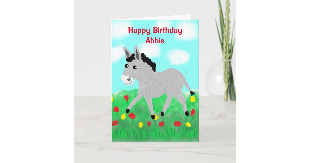 Cute Donkey Cartoon Birthday Card | Zazzle
